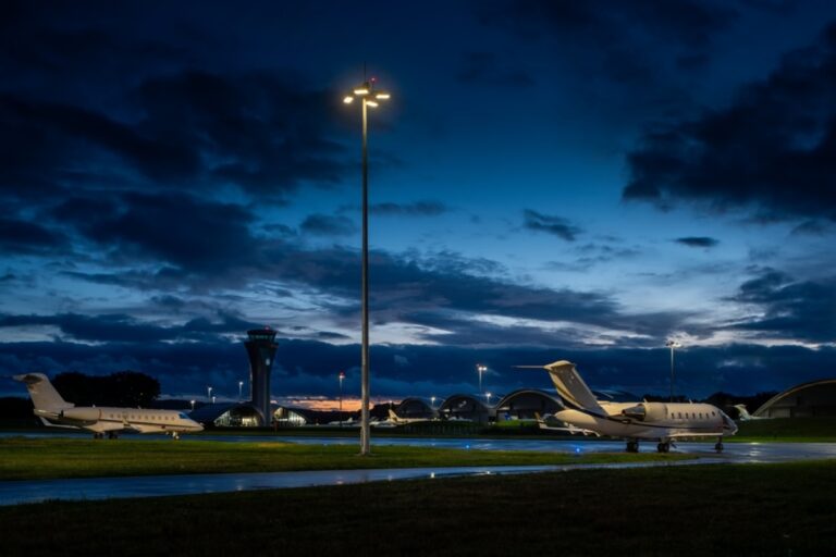 CU Phosco delivers high mast lighting for Farnborough Airport - Electrical Contracting News